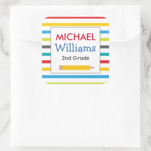 Bright Stripe School Labels | Zazzle