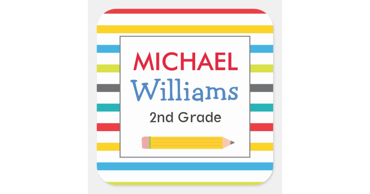 Bright Stripe School Labels | Zazzle