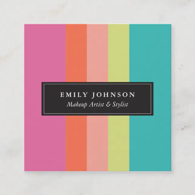 Bright Stripes Square Business Card | Zazzle
