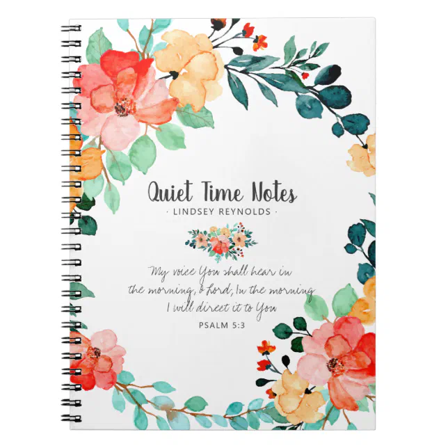 Bright Summer Floral Monogram Quiet Time Notebook | Zazzle