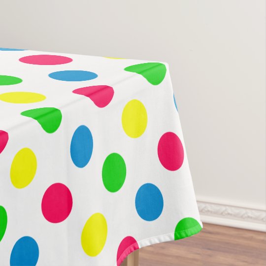 Bright Summer Polka Dots on White Tablecloth | Zazzle.com