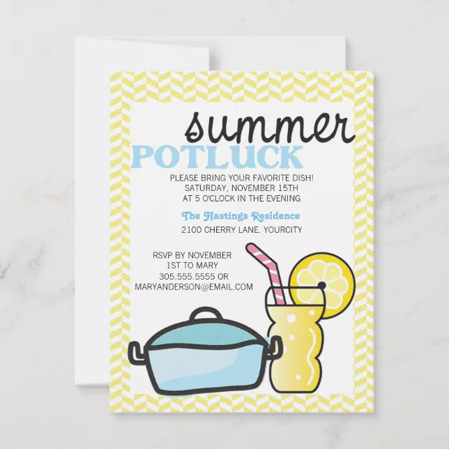 Bright Summer Potluck Invitation | Zazzle