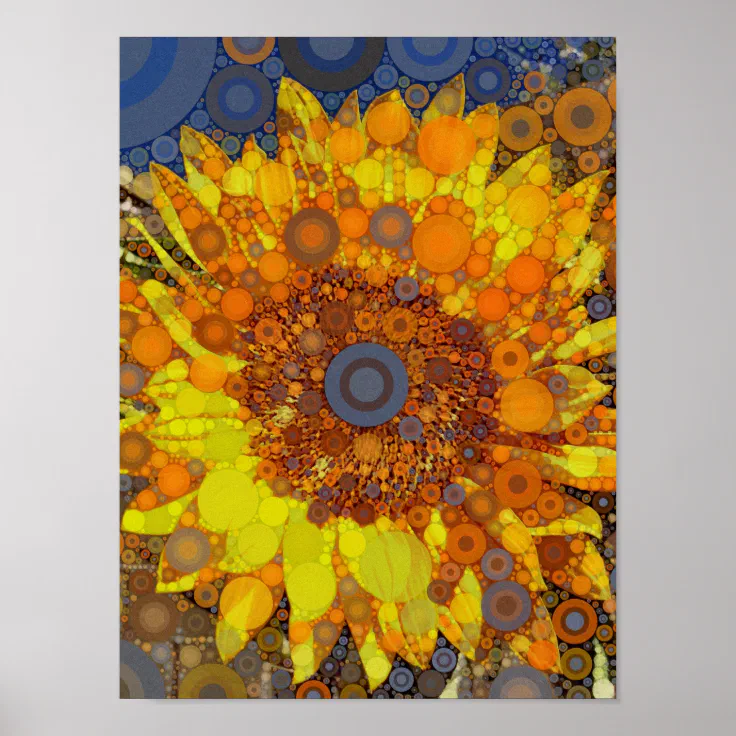 Bright Sunflower Circle Mosaic Digital Art Print | Zazzle
