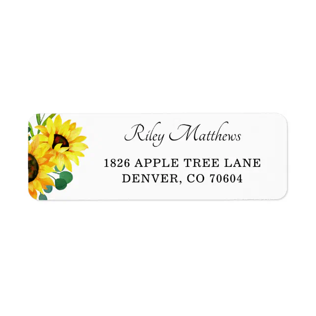 Bright Sunflowers Floral Wedding Return Address Label | Zazzle