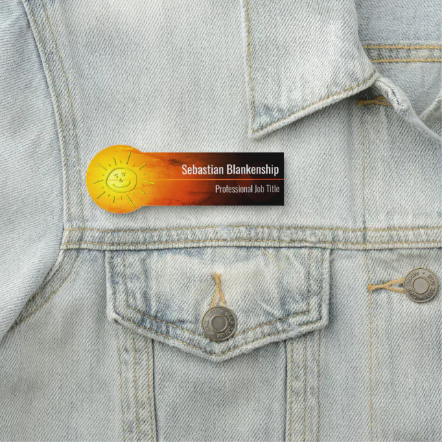 Bright Sunset Artwork Happy Face Smile Name Tag | Zazzle