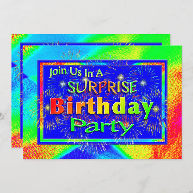 Bright Surprise Birthday Party Invitations | Zazzle