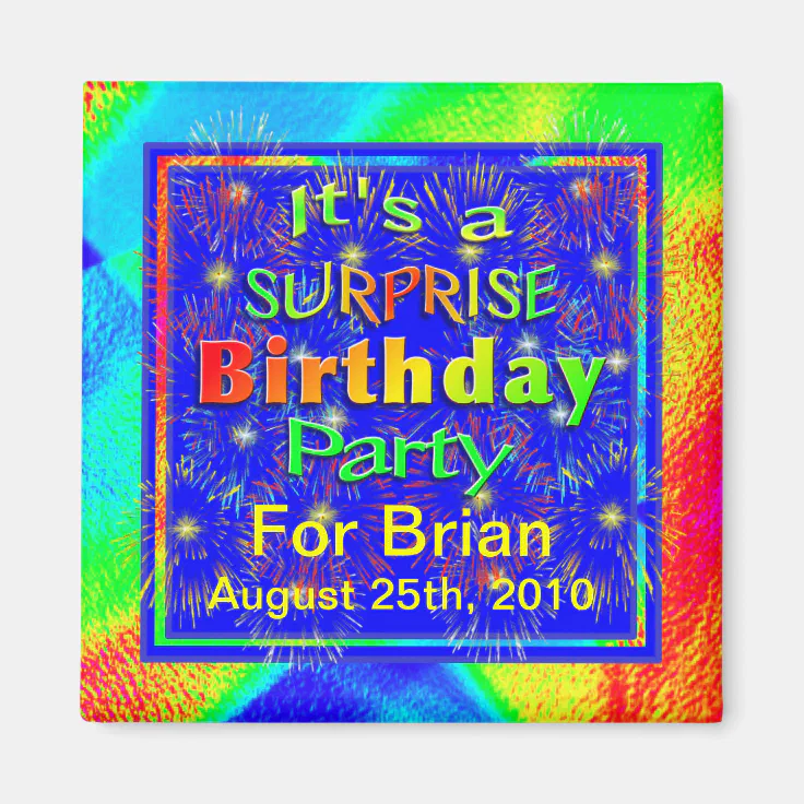 Bright Surprise Birthday Party Magnets | Zazzle