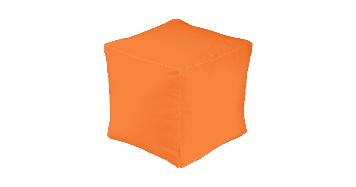 Bright Tiger Orange Solid Color Print Pouf | Zazzle