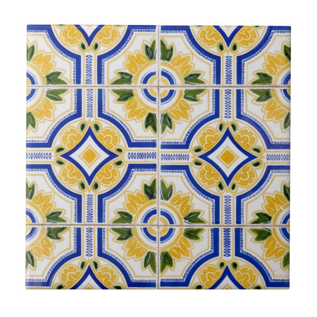 Bright tile pattern, Portugal | Zazzle