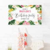 Bright tropical foliage birthday party banner | Zazzle