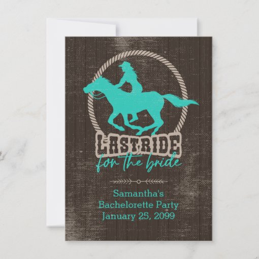 Bright Turquoise Last Ride For The Bride Invitatio Invitation | Zazzle