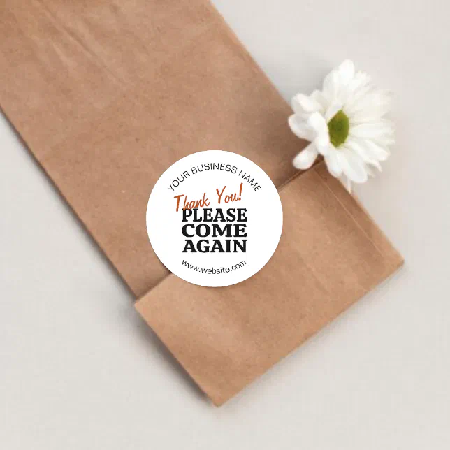 Bright Vintage Inspired "Thank You Come Again!" Classic Round Sticker ...
