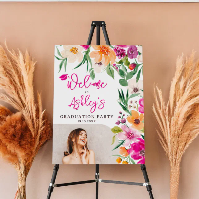 Bright wild flowers photo graduation welcome foam board | Zazzle