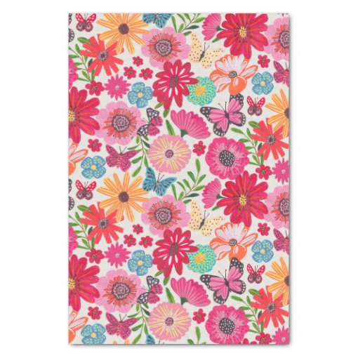 Bright Wildflower Pattern Bridal Shower Tissue Paper | Zazzle