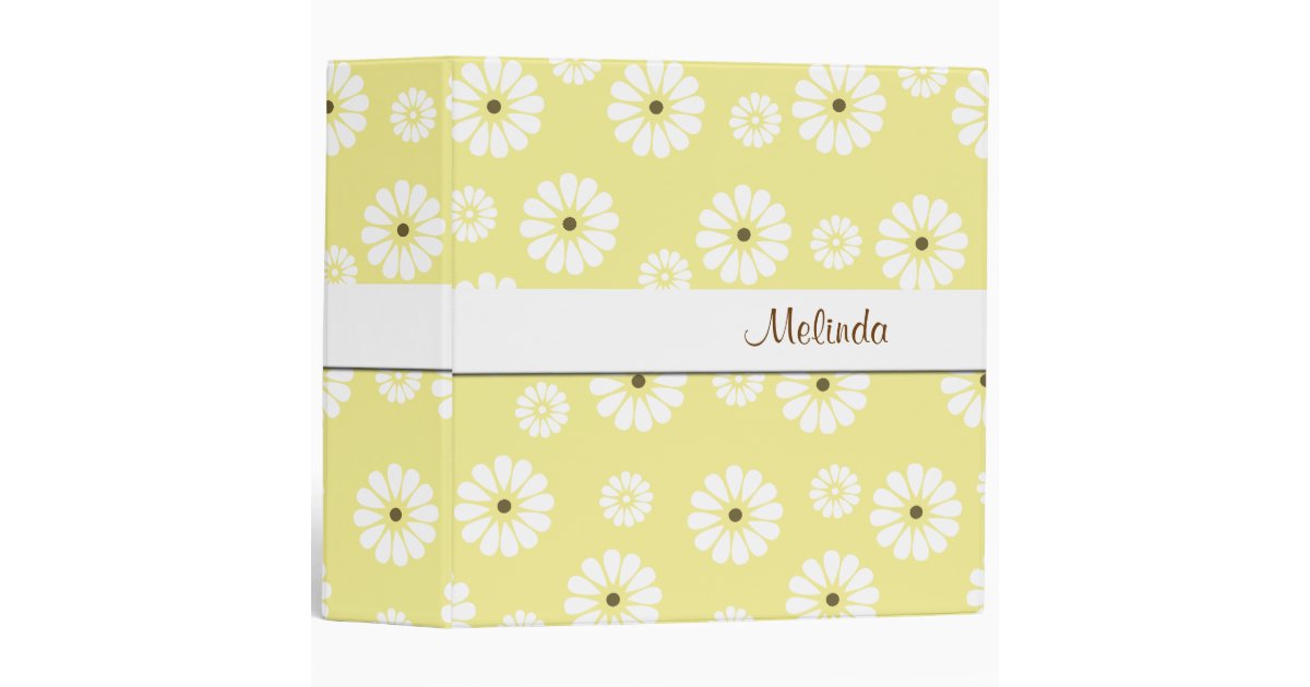 Bright Yellow and White Daisy Binder | Zazzle