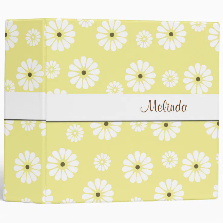 Bright Yellow and White Daisy Binder | Zazzle