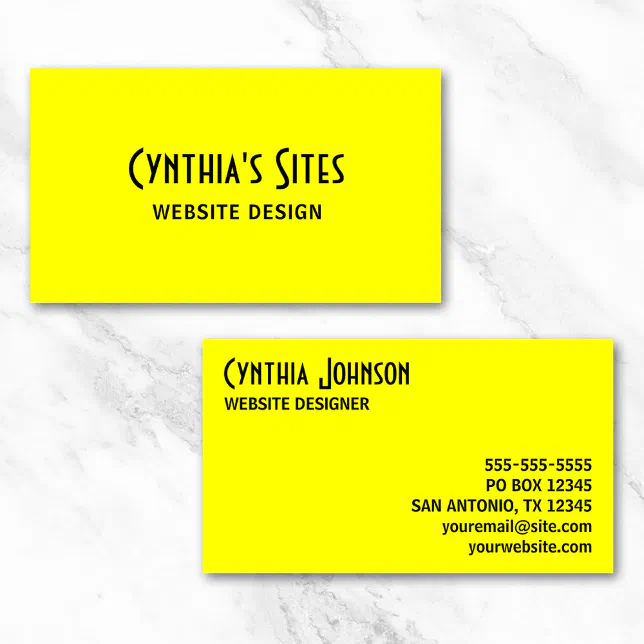 Bright Yellow Business Card | Zazzle