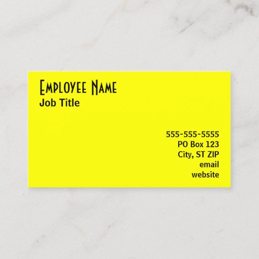 Bright Yellow Business Card | Zazzle