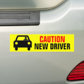 Bright Yellow Caution New Driver Bumper Sticker | Zazzle