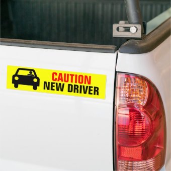 Bright Yellow Caution New Driver Bumper Sticker | Zazzle