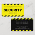 Bright Yellow Caution Security Guard Business Card | Zazzle