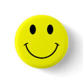 Bright Yellow Cute Face Pinback Button | Zazzle
