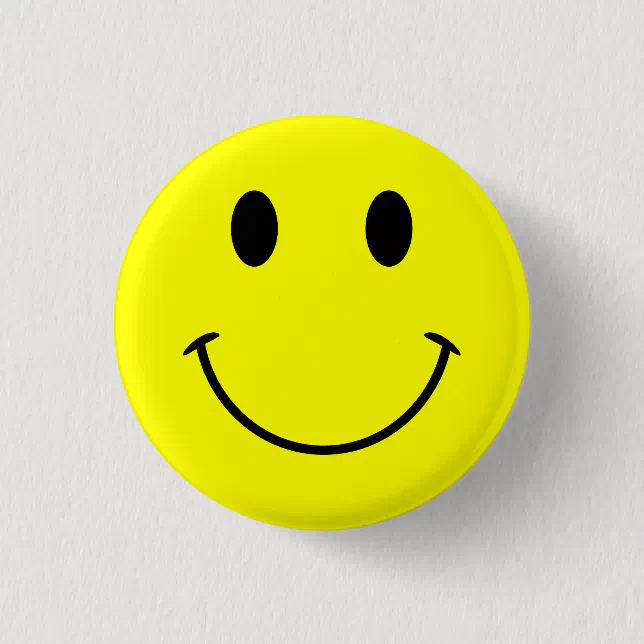 Bright Yellow Cute Face Pinback Button | Zazzle