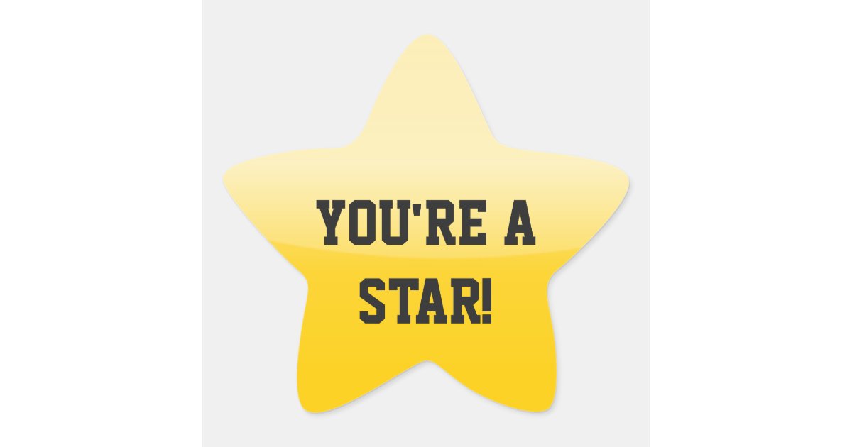 Bright Yellow Gold Star Custom Text Stickers | Zazzle
