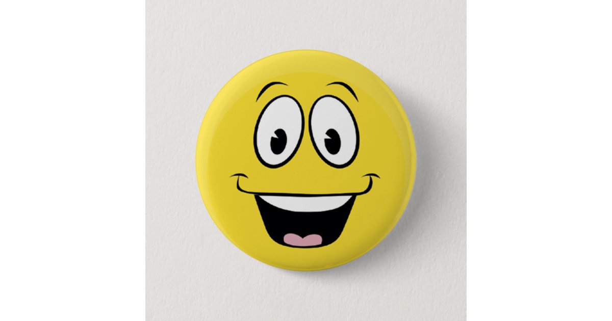 Bright Yellow Happy Smiling Face Pinback Button | Zazzle