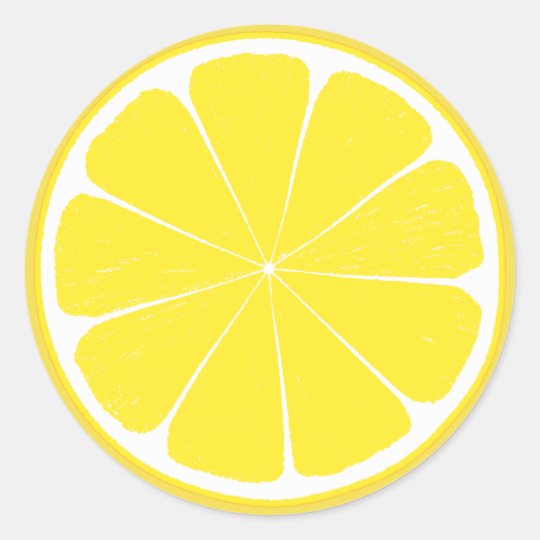 Bright Yellow Lemon Citrus Fruit Slice Design Classic Round Sticker ...