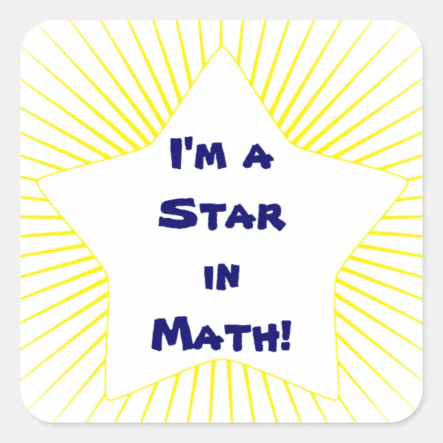 Bright Yellow Math Student Star Square Sticker | Zazzle