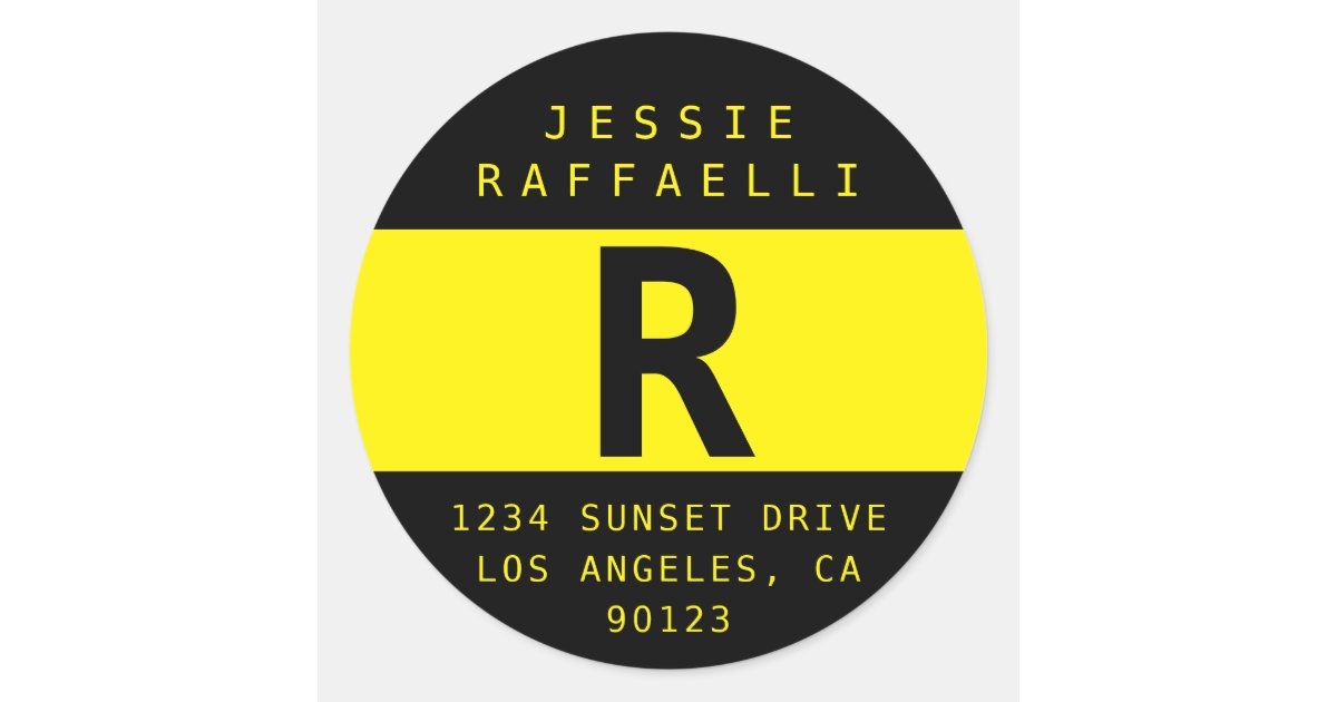 Bright Yellow Modern Look Return Address Classic Round Sticker | Zazzle