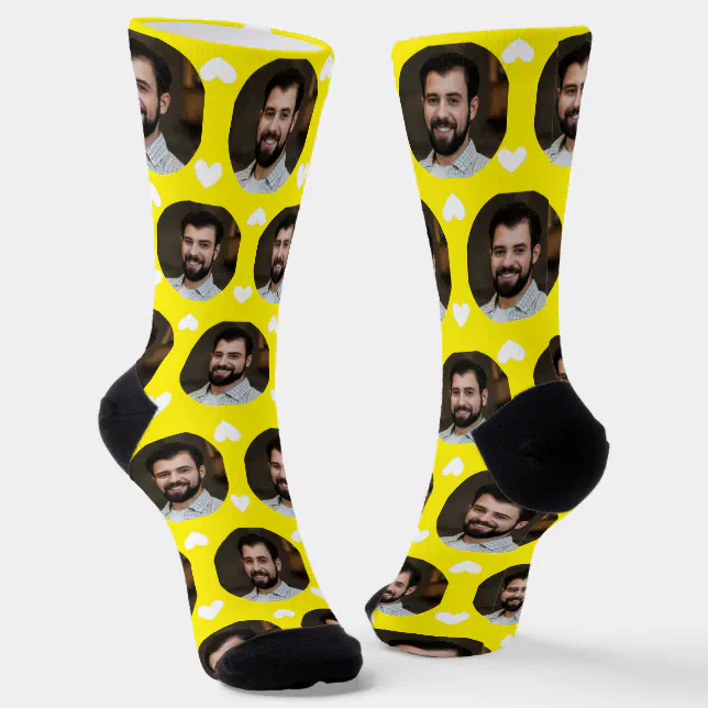 Bright Yellow Photo of Boyfriend For Girlfriend Socks | Zazzle