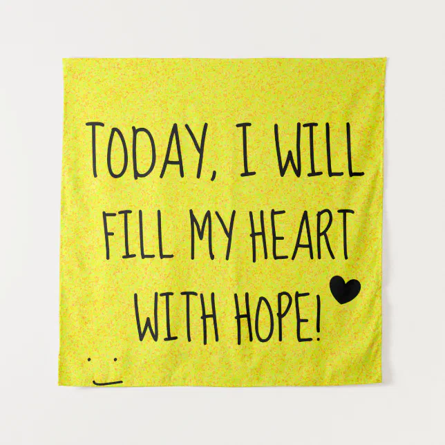 Bright Yellow Positive Quote Print Happy Tapestry | Zazzle
