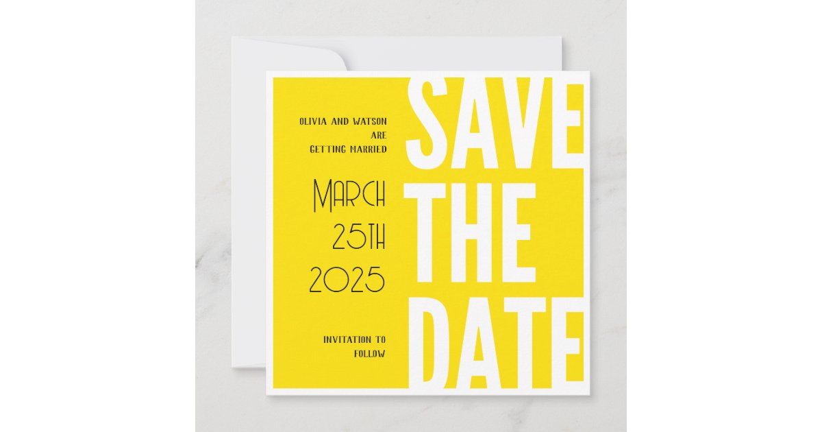 Bright Yellow Save the Date Invitation | Zazzle
