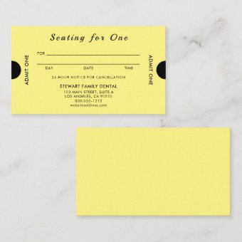 Bright Yellow Seating for One Dental Appointment Card | Zazzle