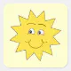 Bright Yellow Summer Sun. Smiling Face. Square Sticker | Zazzle