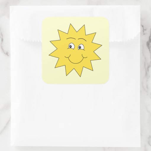 Bright Yellow Summer Sun. Smiling Face. Square Sticker | Zazzle