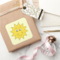 Bright Yellow Summer Sun. Smiling Face. Square Sticker | Zazzle
