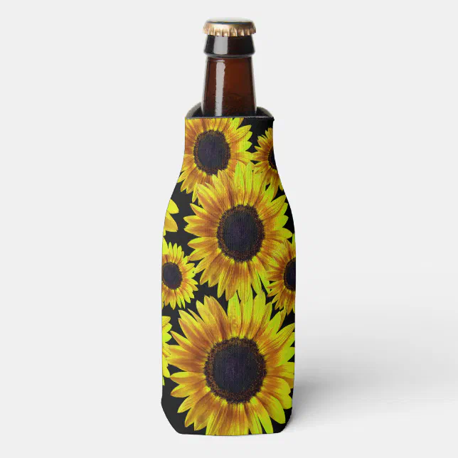 Bright Yellow Sunflower Bottle Cooler | Zazzle