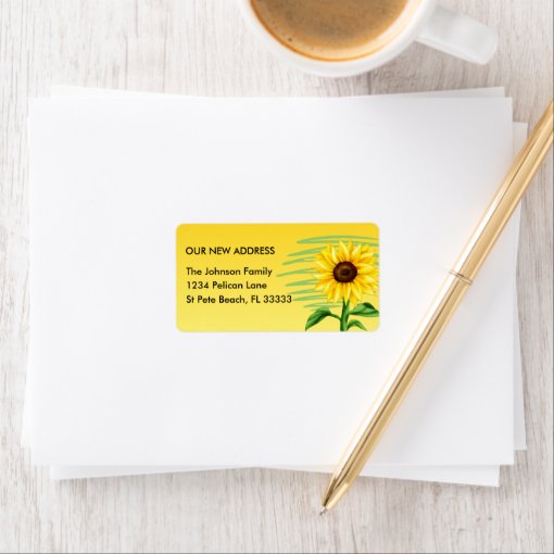 Bright Yellow Sunflower Change of Address Label | Zazzle