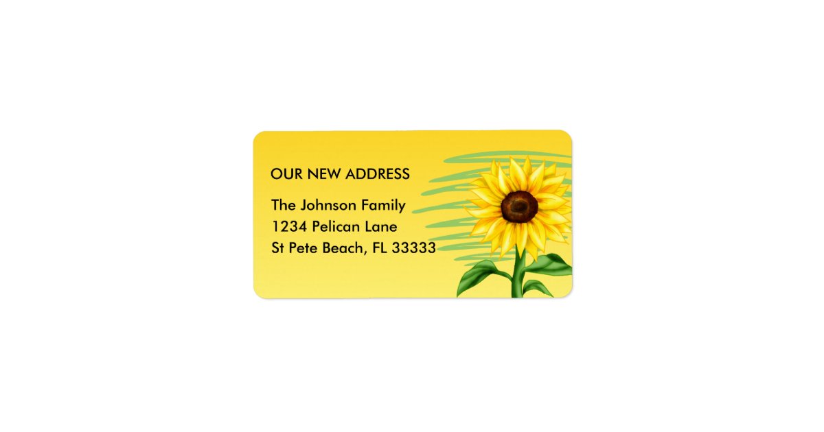 Bright Yellow Sunflower Change of Address Label | Zazzle