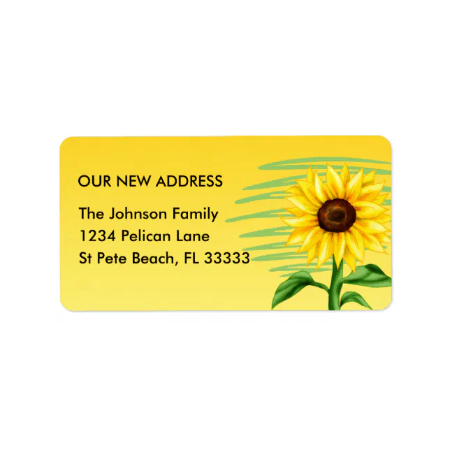 Bright Yellow Sunflower Change of Address Label | Zazzle