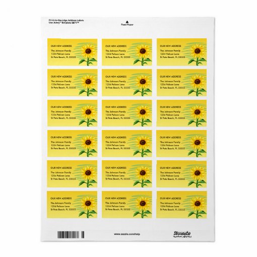 Bright Yellow Sunflower Change of Address Label | Zazzle