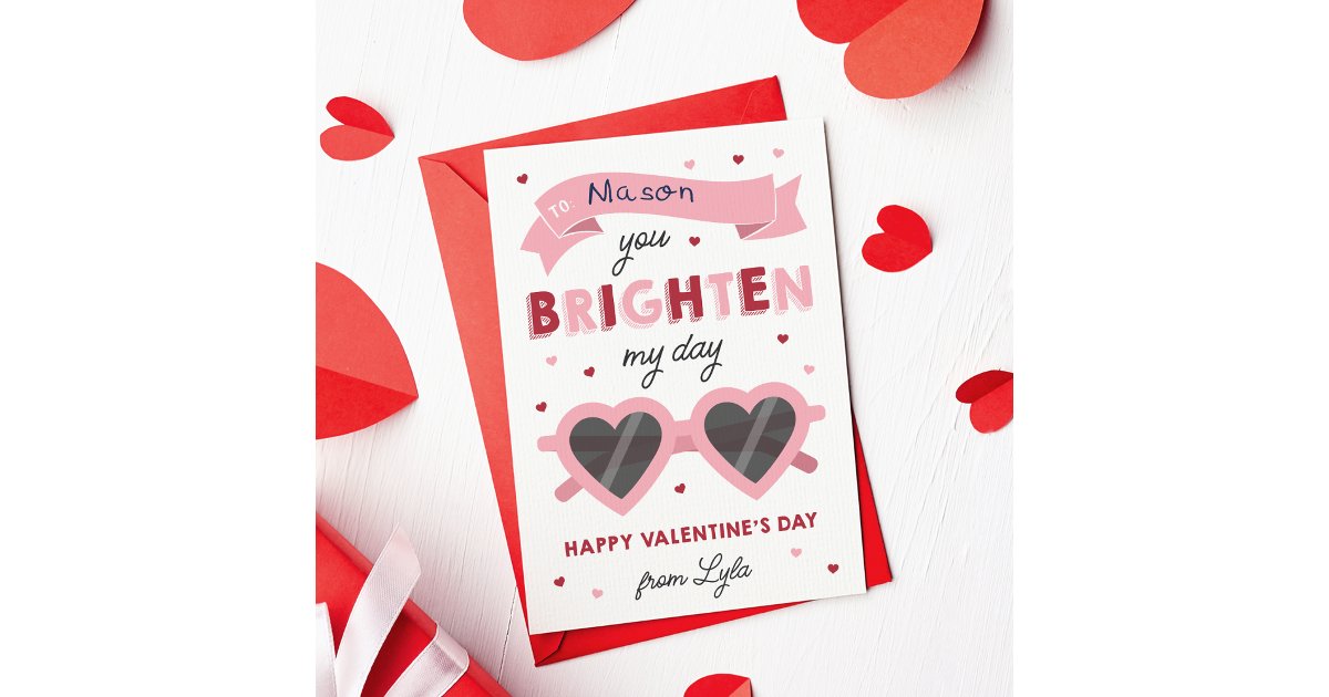 Brighten My Day Kids Classroom Valentines Day Card | Zazzle