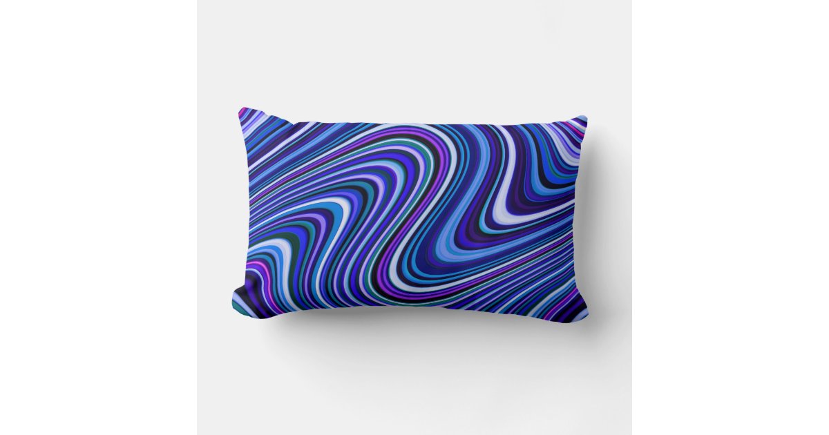 Brightly Colored Blue Shade Curvy Line Pattern Lumbar Pillow | Zazzle