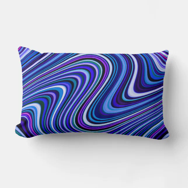 Brightly Colored Blue Shade Curvy Line Pattern Lumbar Pillow | Zazzle