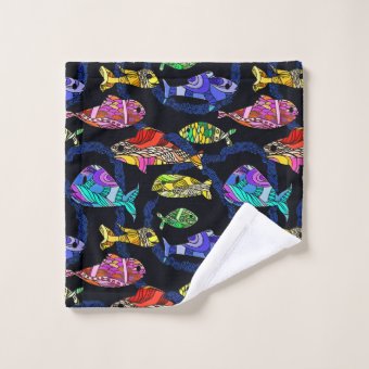Brightly Colored Mosaic Tropical Fish Bath Towel Set | Zazzle