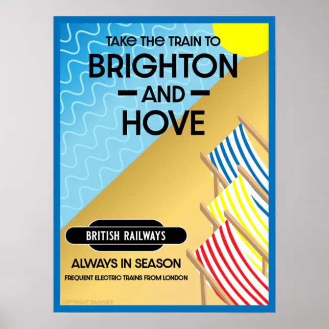 Brighton And Hove Train Travel Beach Art Poster | Zazzle