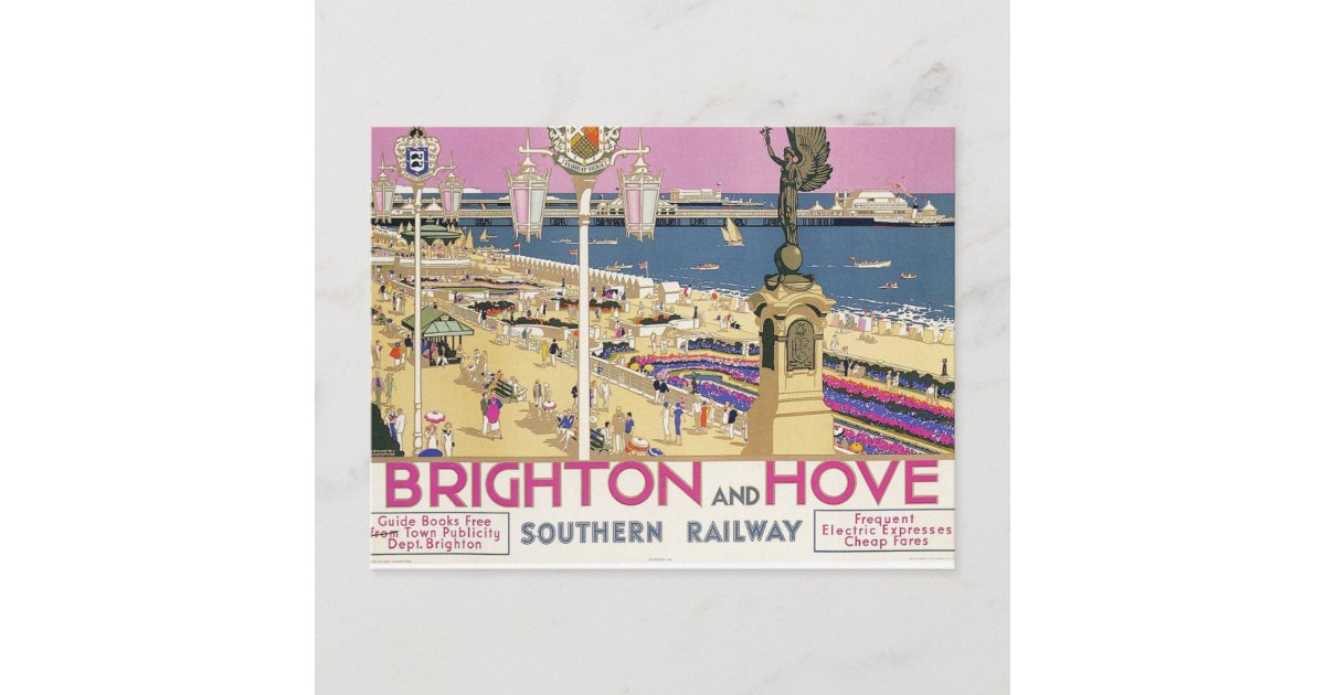 Brighton and Hove vintage train advertising poster Postcard | Zazzle